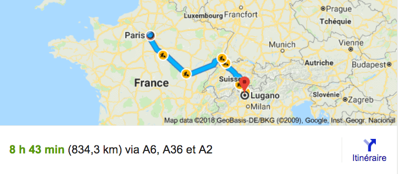 Private transfer from Paris to Lugano with driver and car